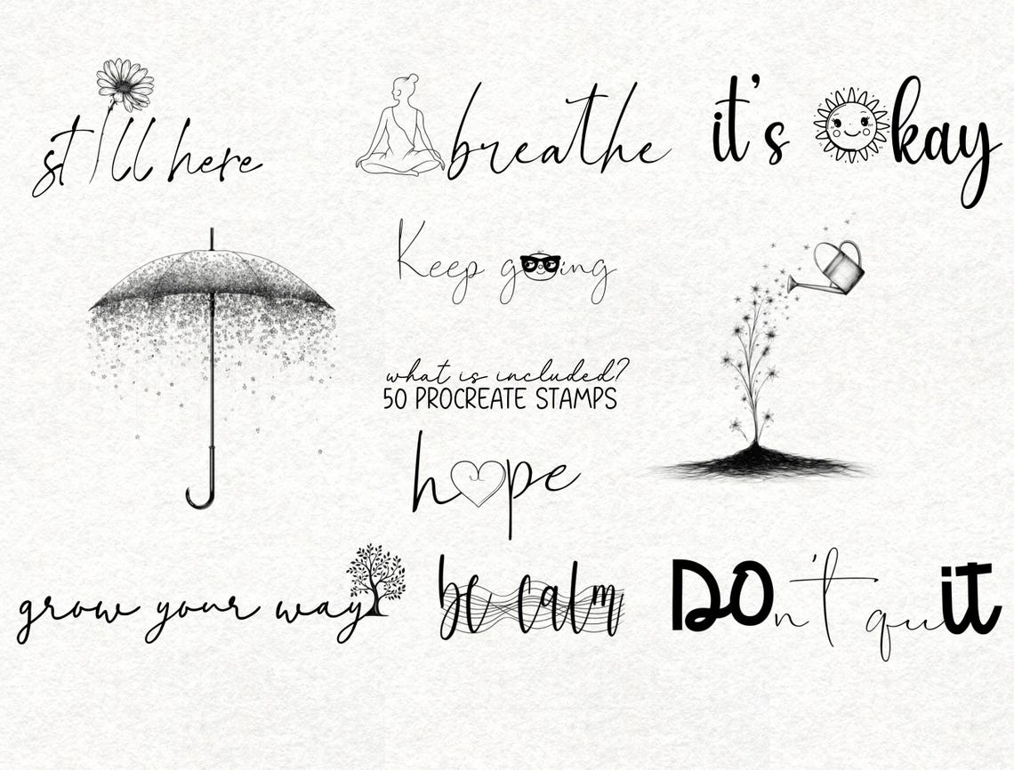 Mental Health Tattoo Design Procreate Stamp Brush Bundle Procreate ...
