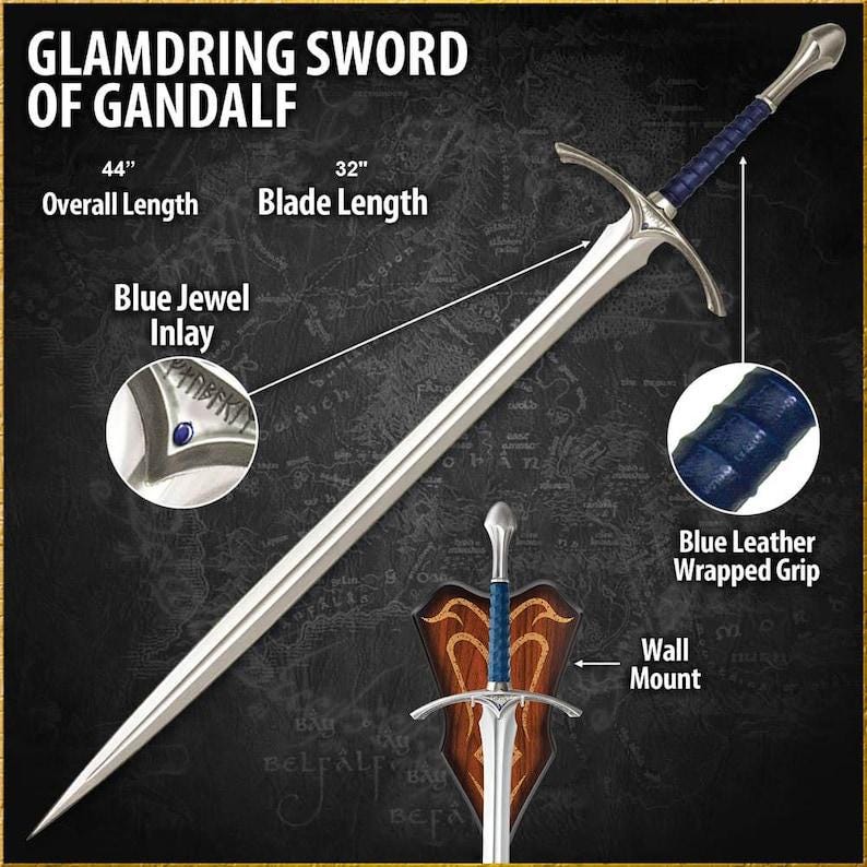 Hand-forged Medieval Longsword: Collectible Fantasy Glamring Sword With ...