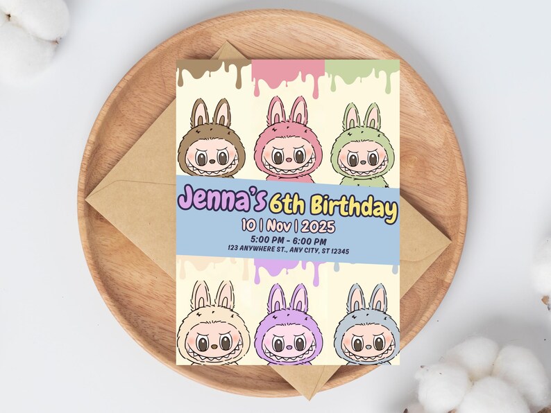 Labubu Birthday Invitation, Labubu Birthday Invite, Playful Printable ...