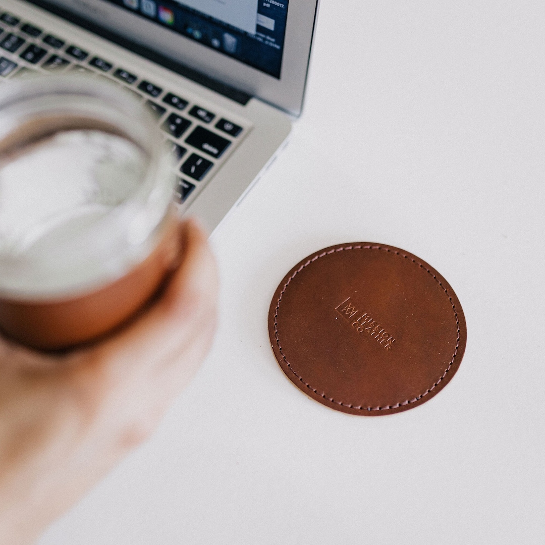 Custom Embossed Leather Coasters Set of 4 Personalized Leather Coaster ...