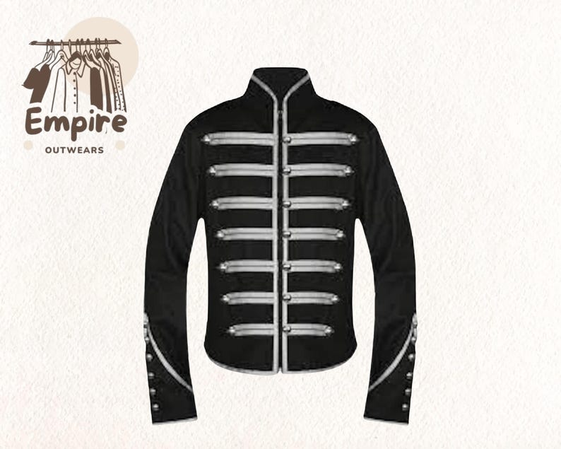 Handcrafted MCR Jacket – Black Military Parade Drummer Coat for Men ...