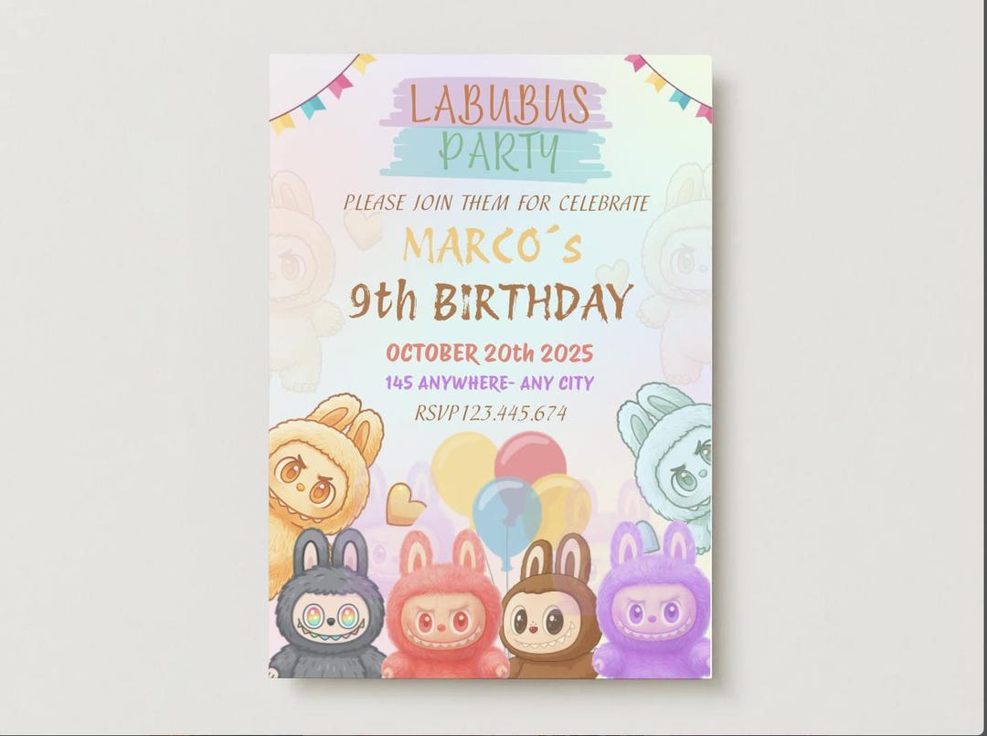 Editable Labubus Birthday Invitation + 8-page Activity Book | Printable ...