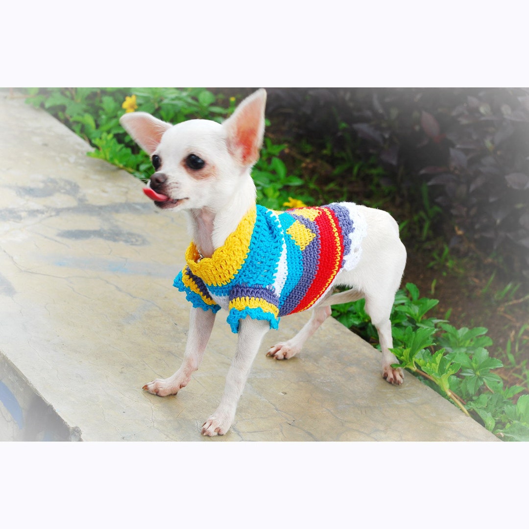 Colorful Cotton Dog Clothes, Crochet Hounds Tooth Pet Clothing, Puppy ...