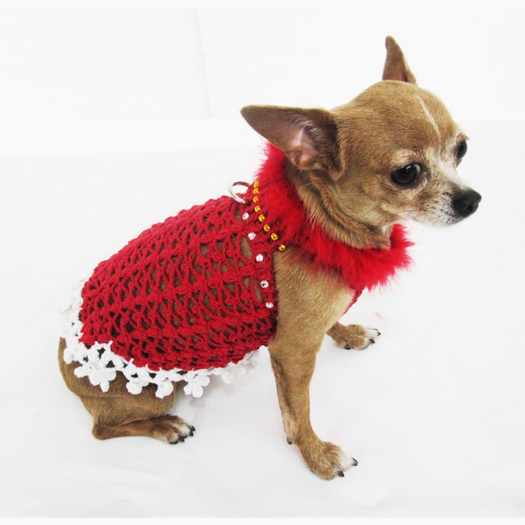 Fancy Dog Dresses Fur Crystal Pet Costumes Cute Teacup Chihuahua ...