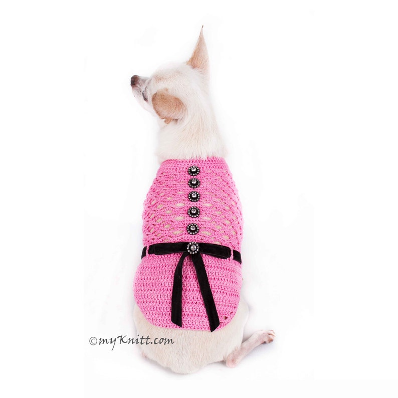 Rosa perro vestido con cinta negra ropa del perro de | Etsy
