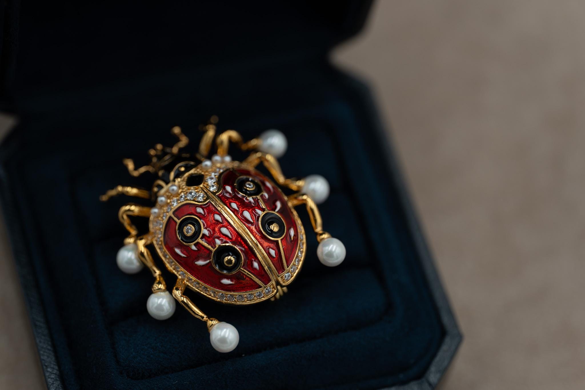 Luxury Enamel Ladybug Brooch Pearl Bug Pin - Etsy