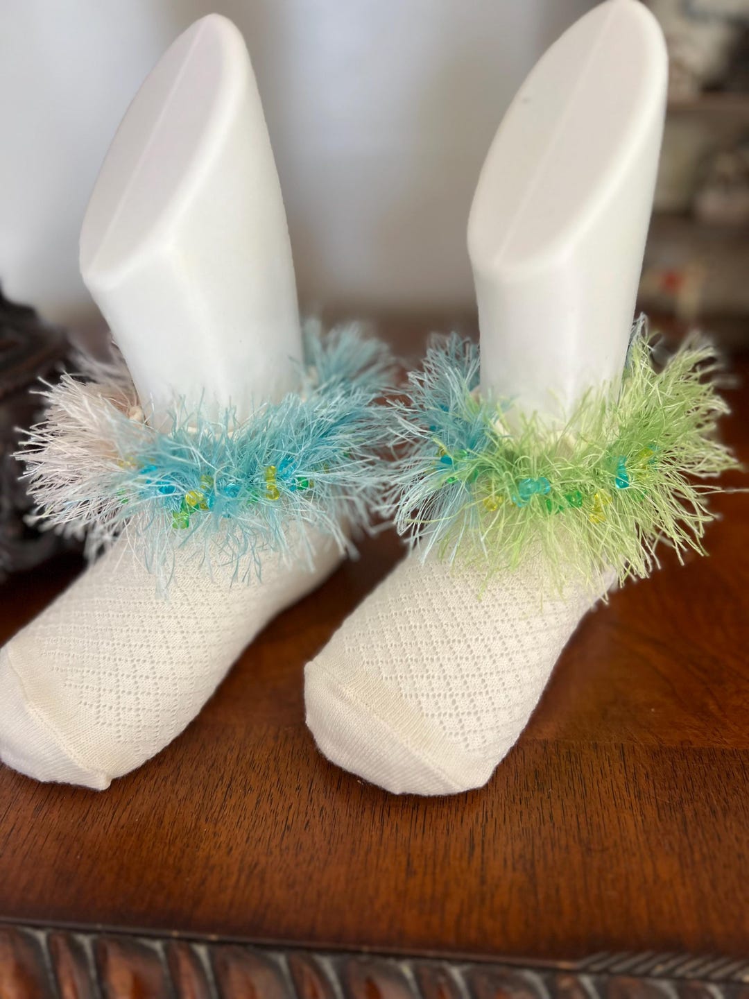 Girls Bejeweled Feather Socks – Amazy's Ankles. Colorful Ruffled Lacy ...