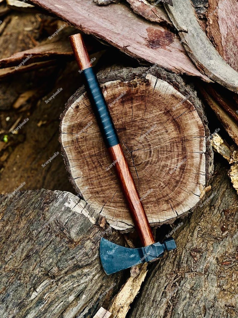 Hand Forged Carbon Steel Viking Axe Set | Rustic Bearded Axe & Hammer ...