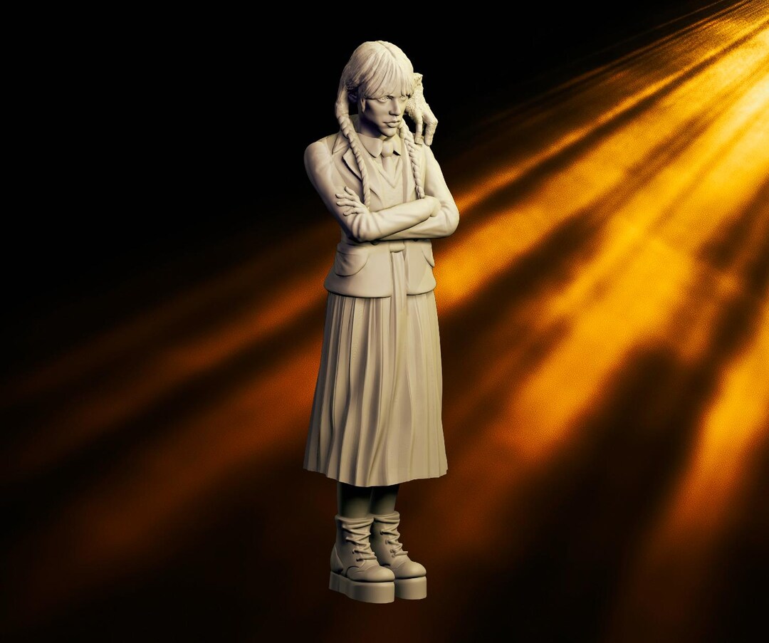 Wednesday Addams Sculpture 54mm Scale 3D Printable Miniature STL File ...