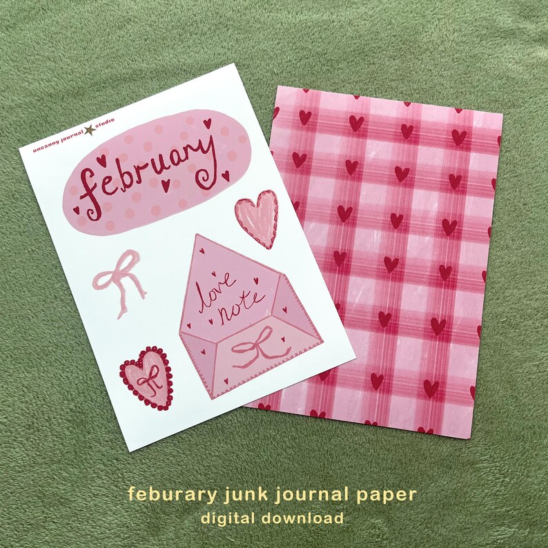 February Junk Journal Pages Digital Download - Etsy