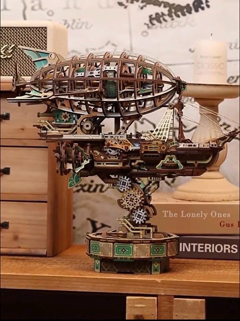 Wooden Mechanical Airship Music Box – “sailing in Fog” - Etsy