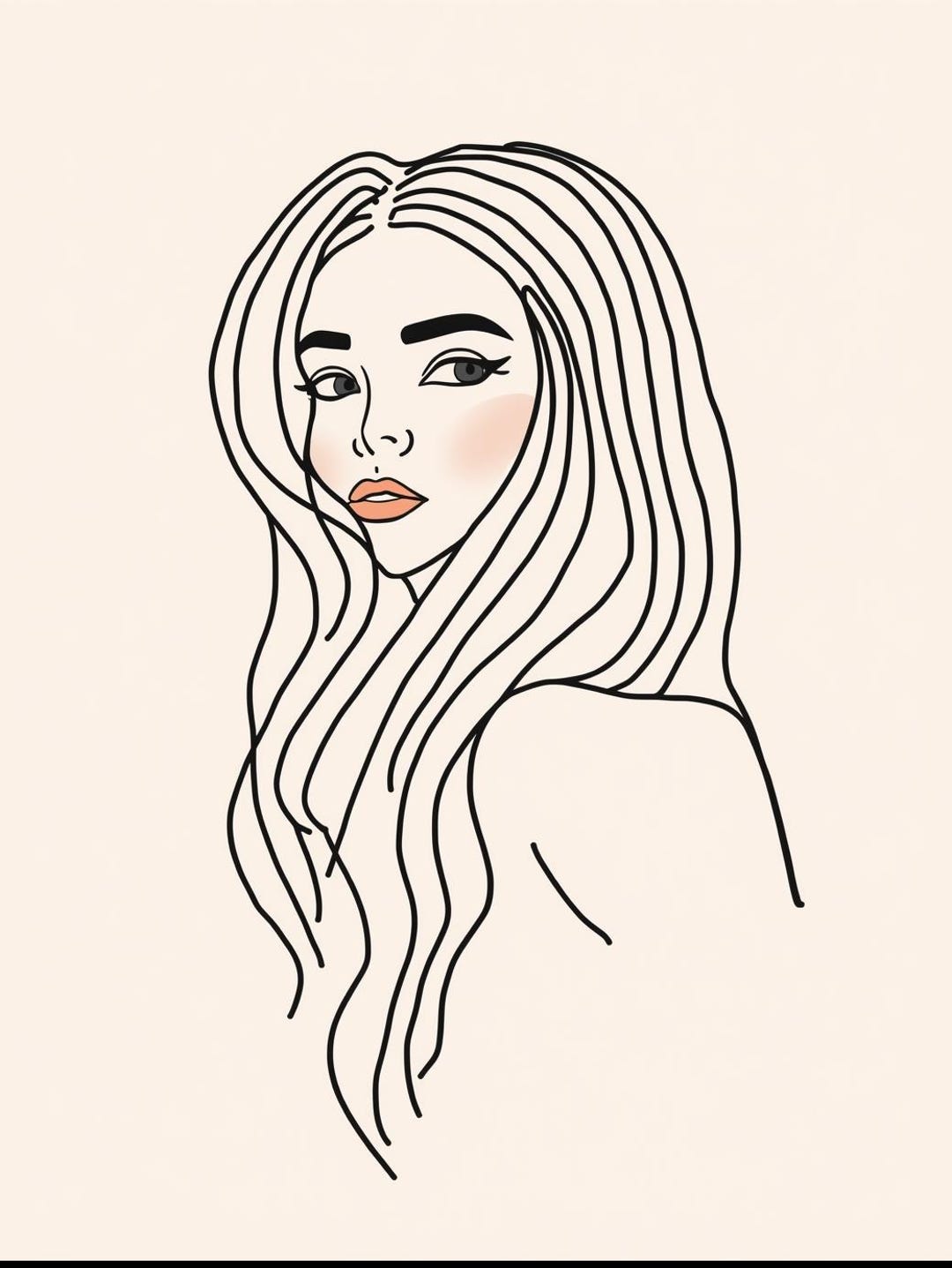 Grace in Contours by Esme Linea - Glossy Poster in Black Wooden Frame ...