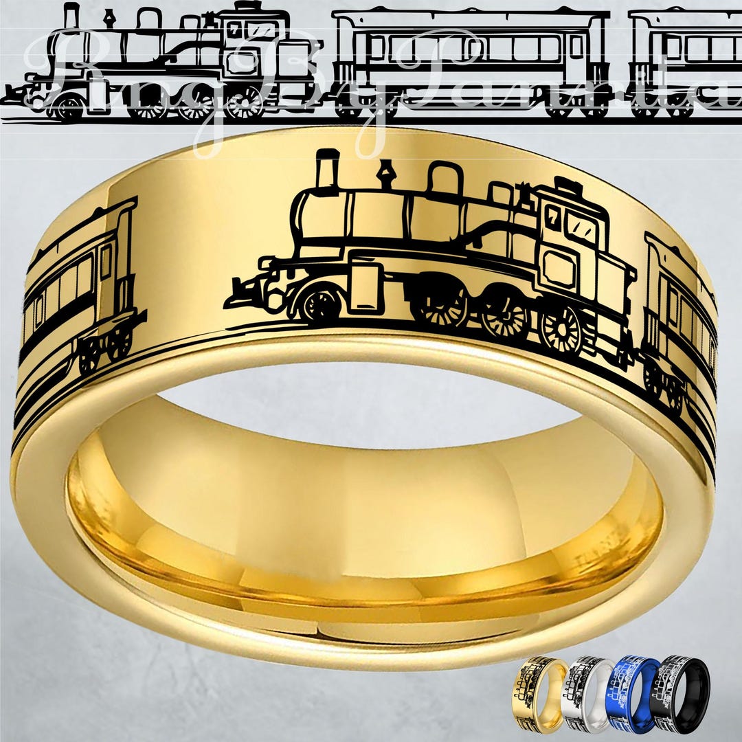 Engraved Train Ring,custom Train Ring,old Steam Train Ring,customizable ...