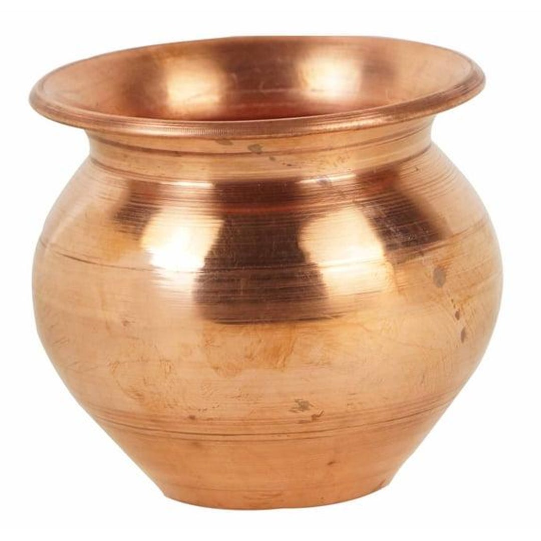 Kalash de cobre, Lota de Kalash de cobre indiana feita à mão para Puja ...