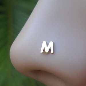 14KYellowGold Initial Nose Rings Designs Gold Nose Ring Designs Nose Ring Gold Design of Nose Ring in Gold Nose Stud Designs Nose Ring Stud
