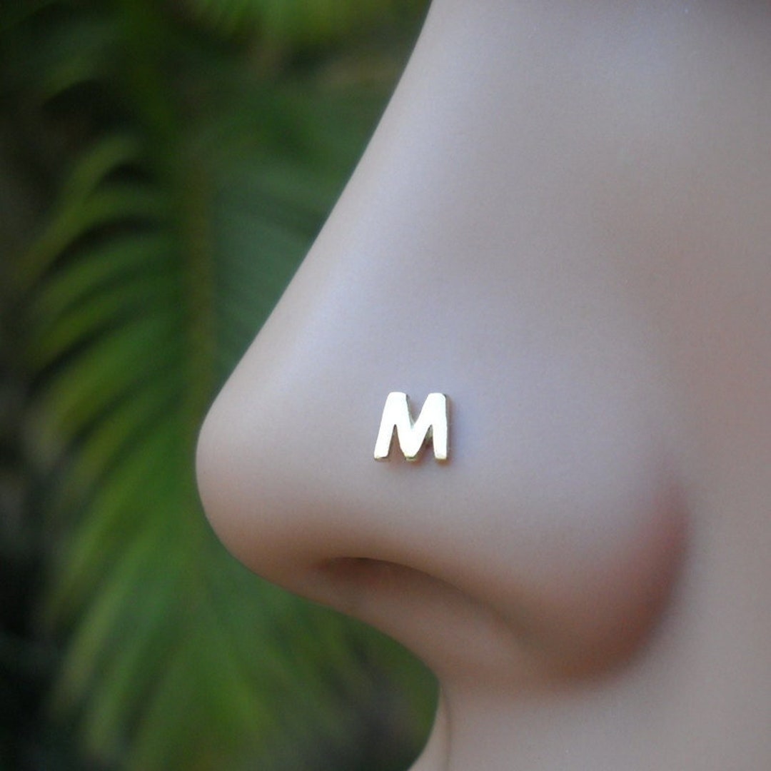 14kyellowgold Initial Nose Rings Designs Gold Nose Ring Designs Nose ...