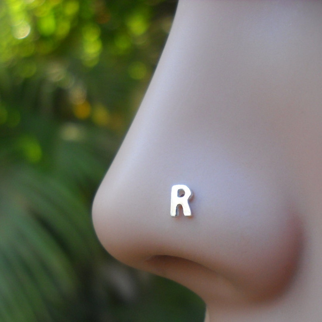 Initial Silver Nose Ring Nose Silver Ring Nose Stud Designs Nose Studs ...