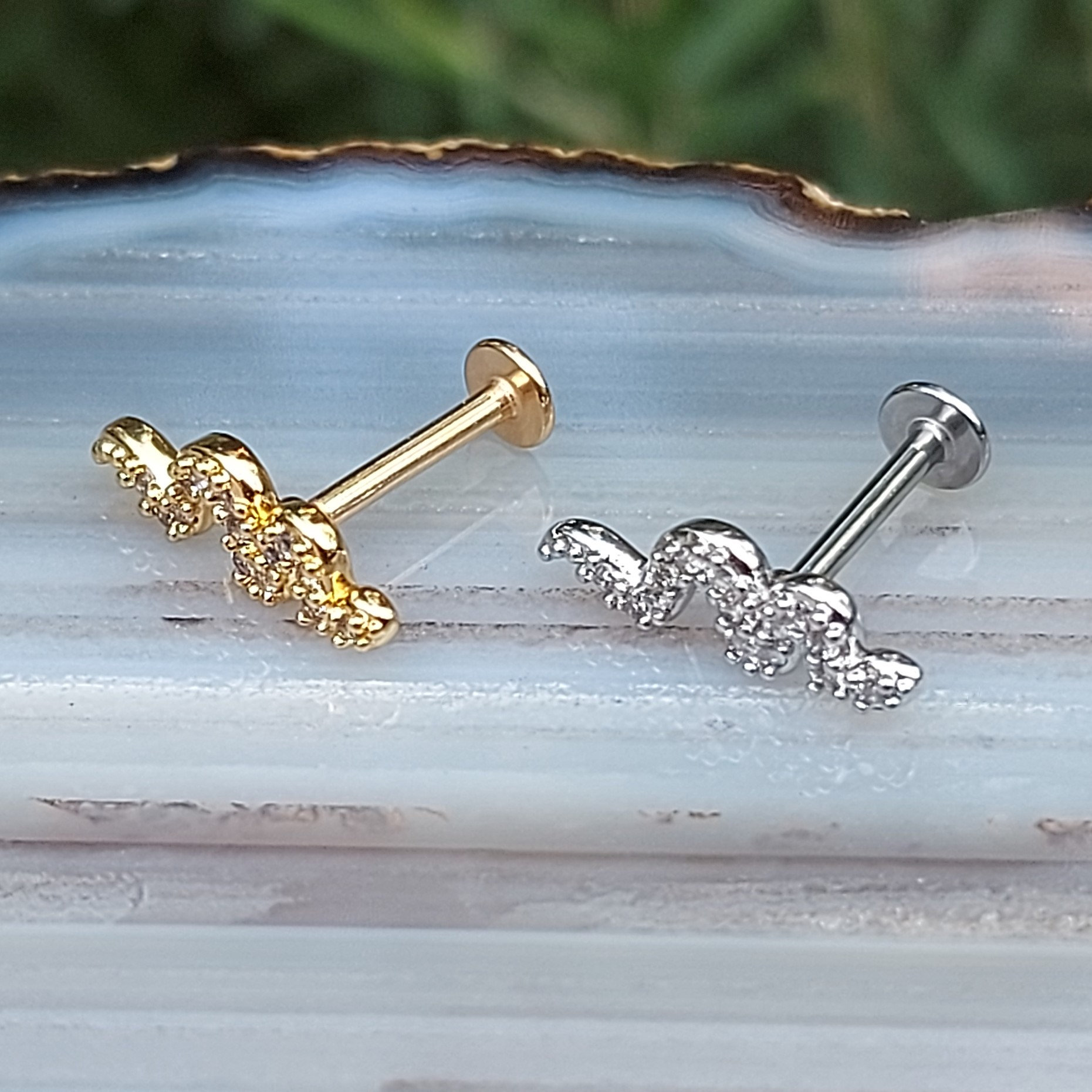 Tragus/helix/conch Snake Earring Cartilage Earring Flat Back | Etsy