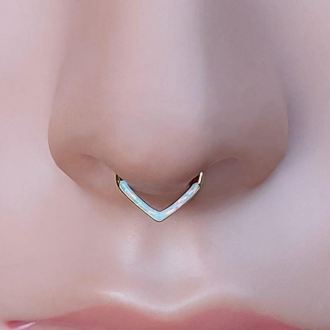 Opal Septum Piercing Septum Ring Septum Piercing Nose Septum Piercings ...