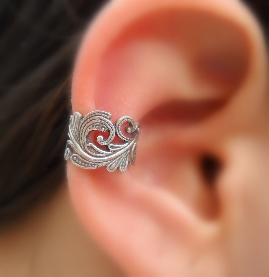 Manguito de oreja de plata de ley encaje perforación falsa - Etsy España