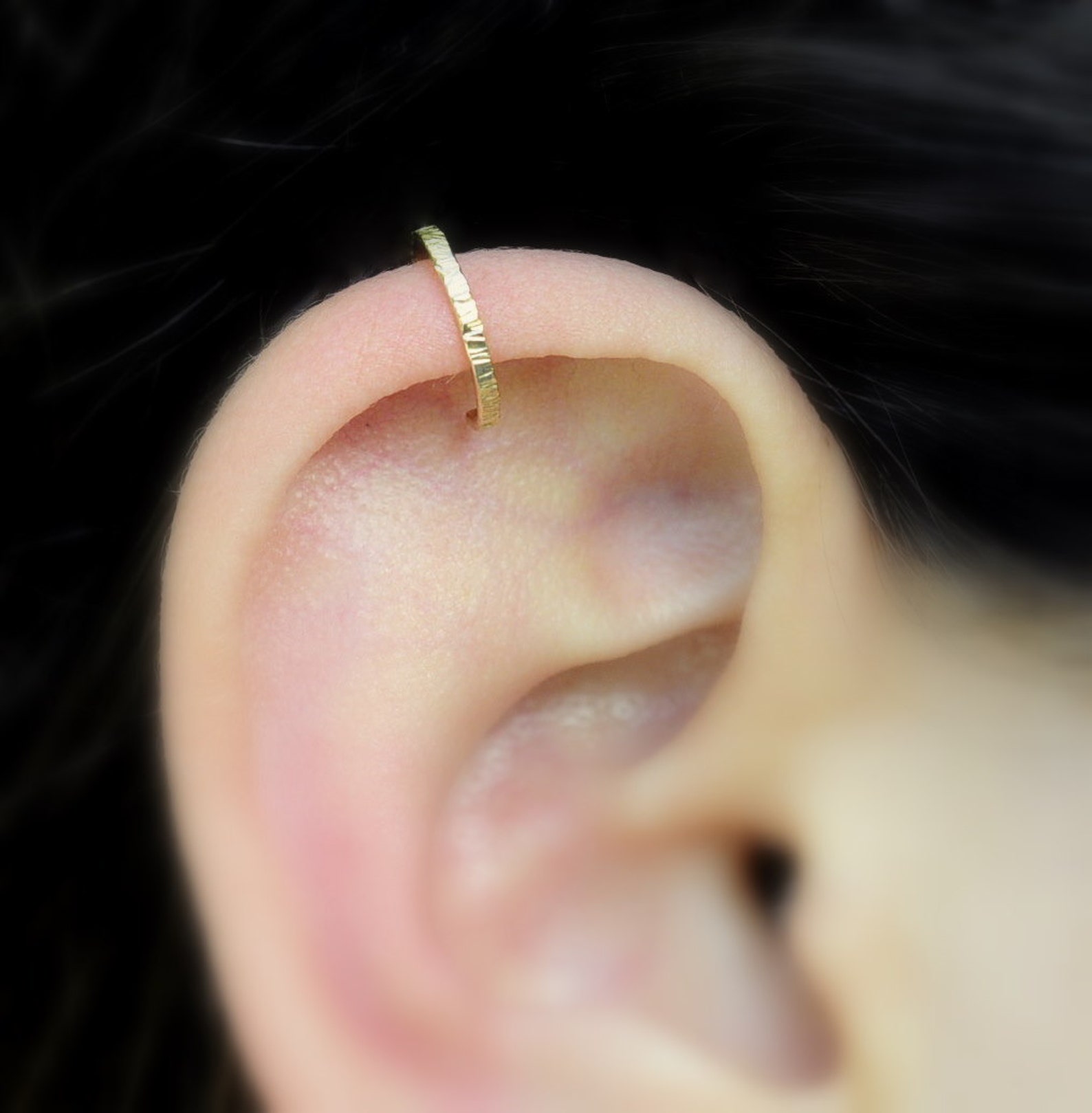 Nose Cuff - FAKE Nose Ring - Nose Hoop - Fake Piercings - Textured 14K ...
