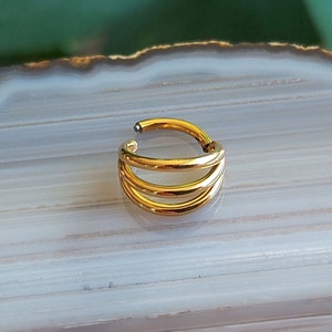 IMPLANT GRADE TITANIUM Triple Hoop Nose Ring Clicker - Nose Piercing ...