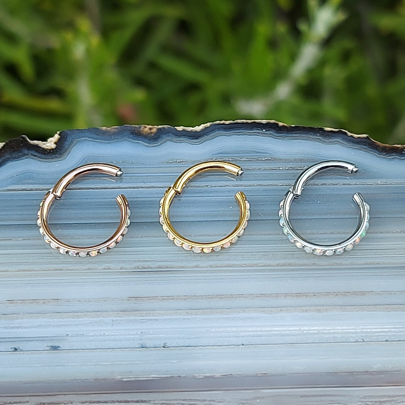 Opal Belly Button Ring Clicker Belly Ring Belly Piercing | Etsy