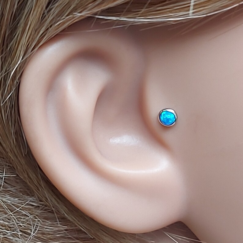 Opal Tragus Earring Conch Daith Rook Helix Snug Lip Ring | Etsy