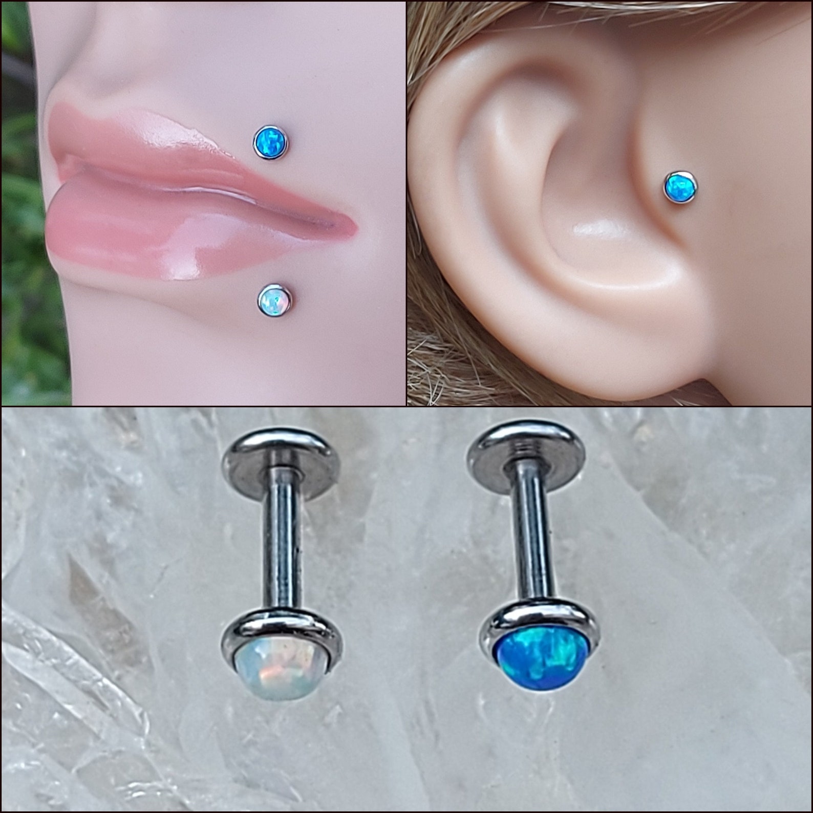 Opal Tragus Earring Conch Daith Rook Helix Snug Lip Ring | Etsy