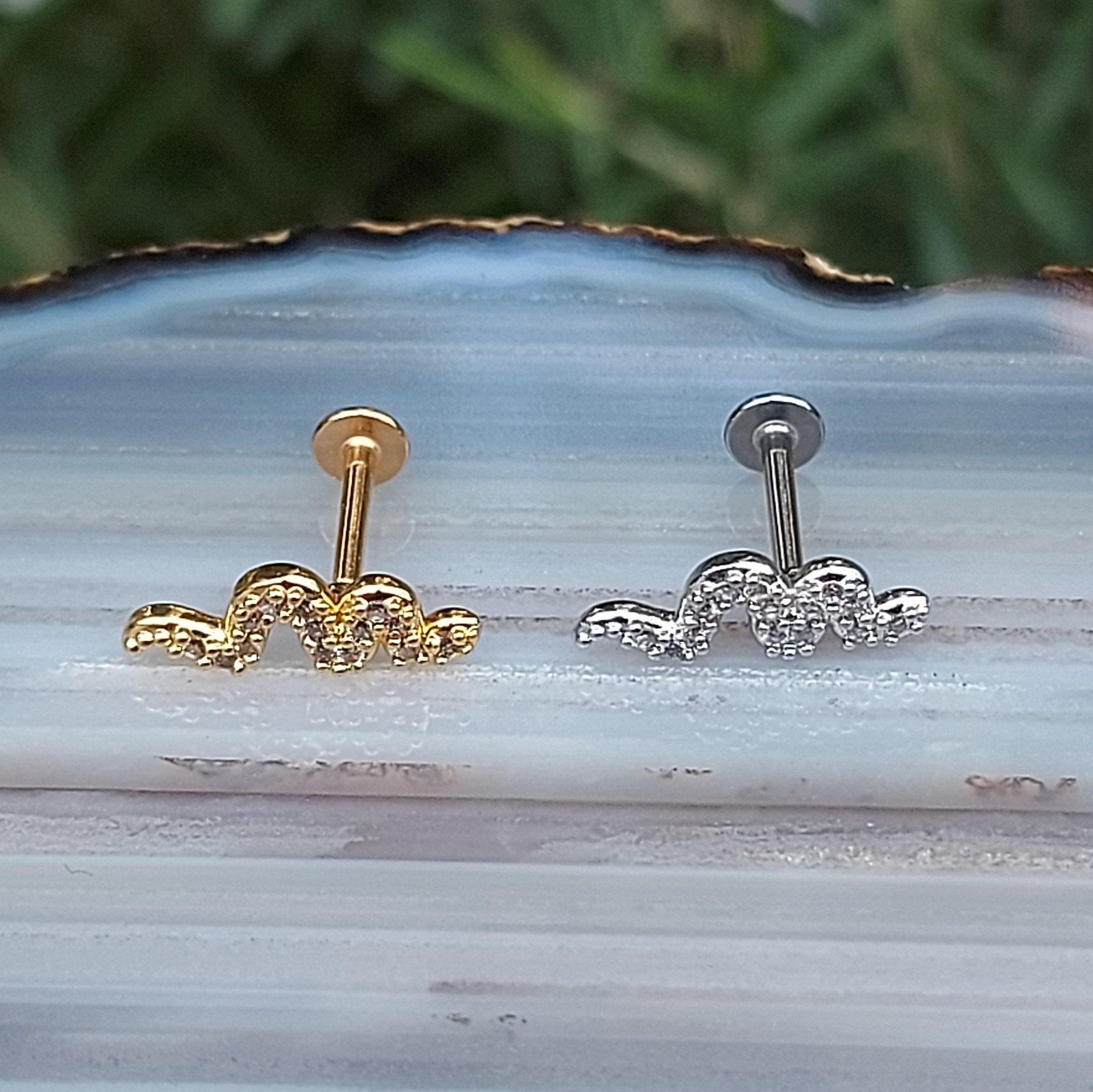 Tragus/helix/conch Snake Earring Cartilage Earring Flat Back | Etsy