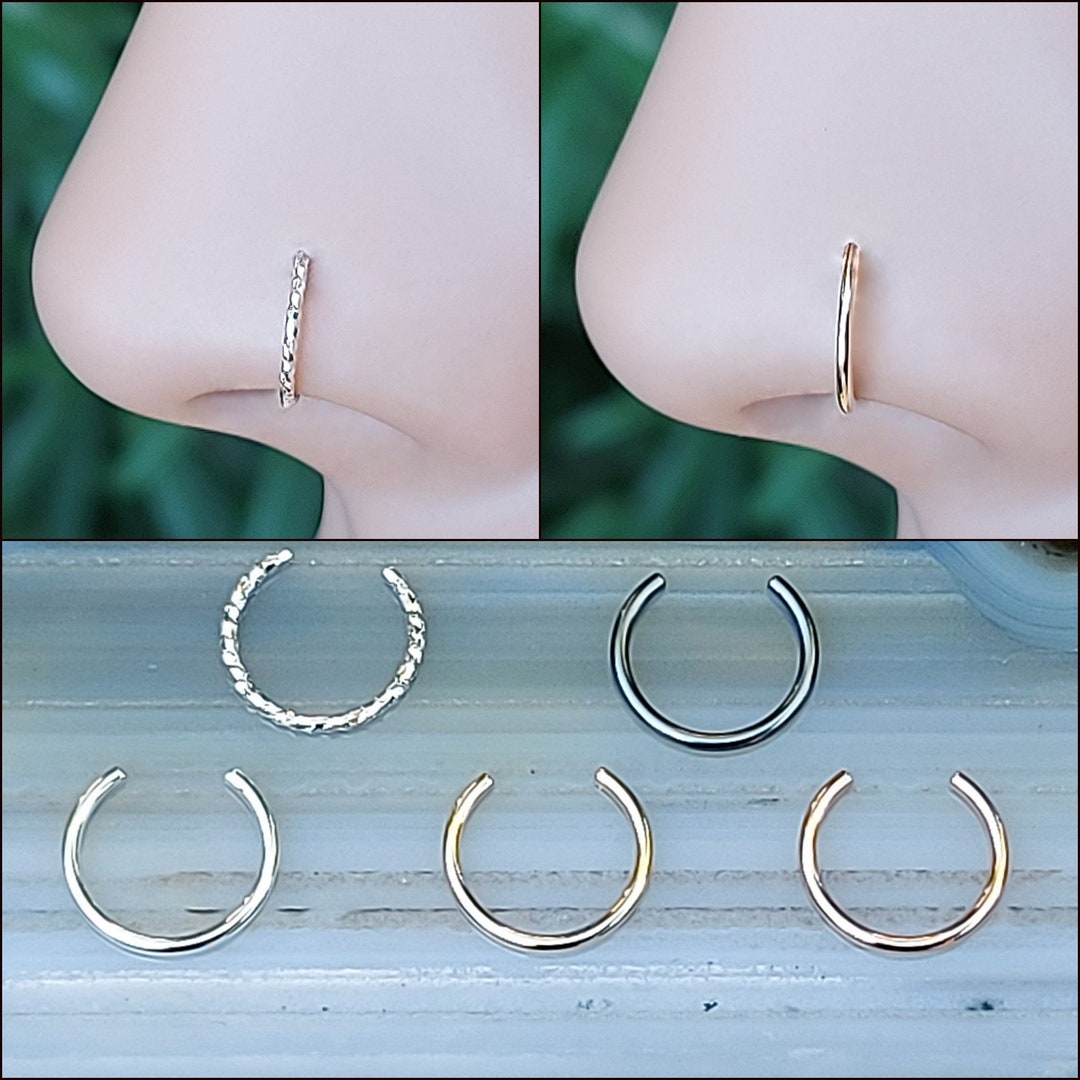 FAKE Nose Ring Sterling Silver Yellow Rose Gold Filled Nose Cuff Ear ...