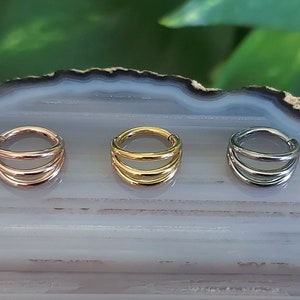 IMPLANT GRADE TITANIUM Triple Hoop Nose Ring Clicker - Nose Piercing ...
