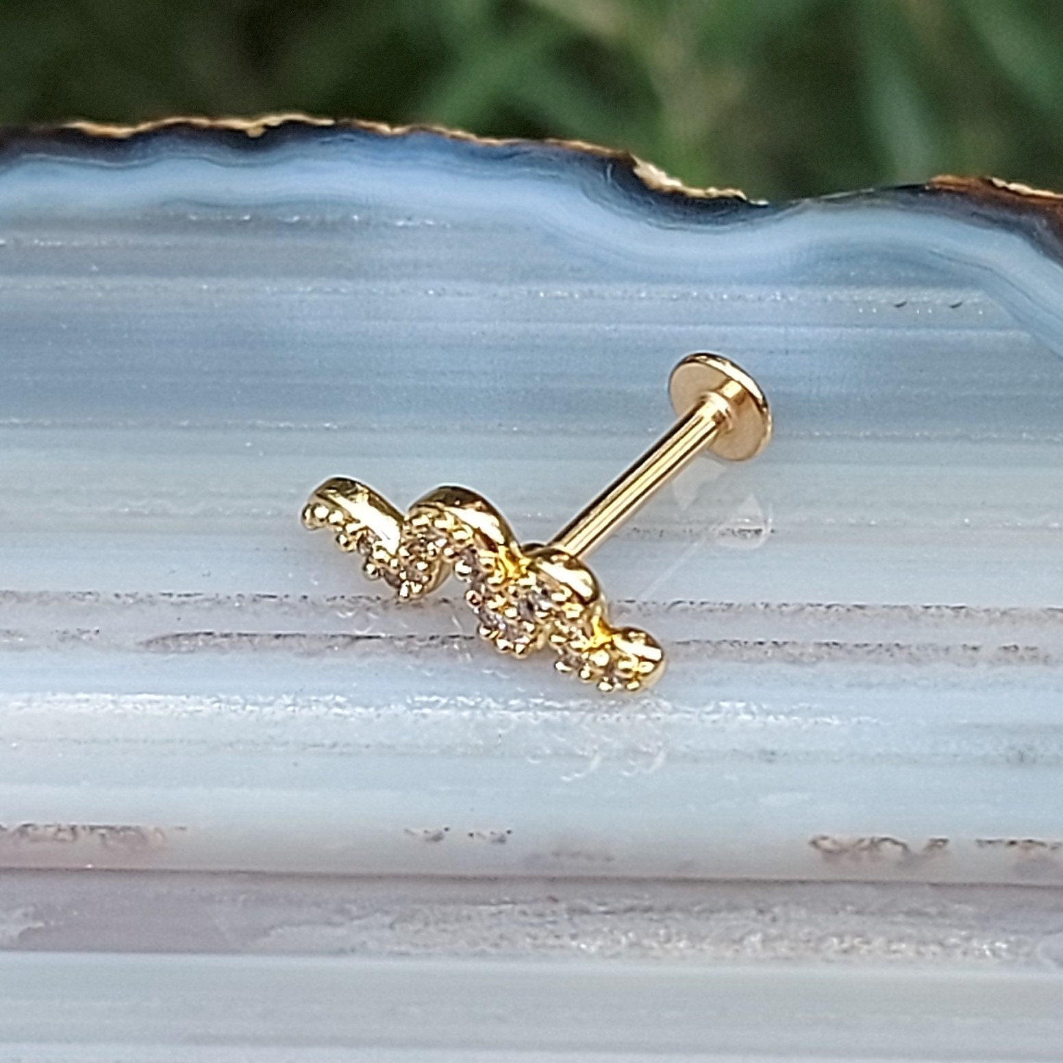 Tragus/helix/conch Snake Earring Cartilage Earring Flat Back | Etsy