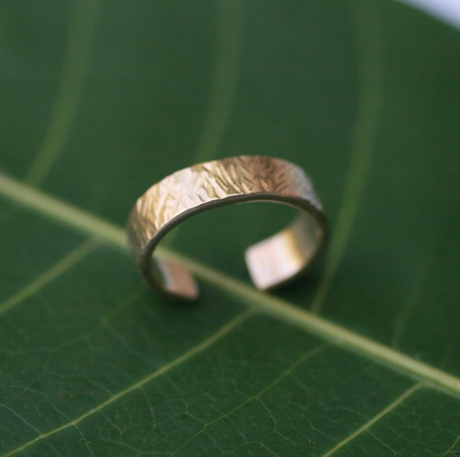 Ear Cuff - 14K Solid Yellow, Rose, White Gold - Textured 3.5mm Wide Ear ...