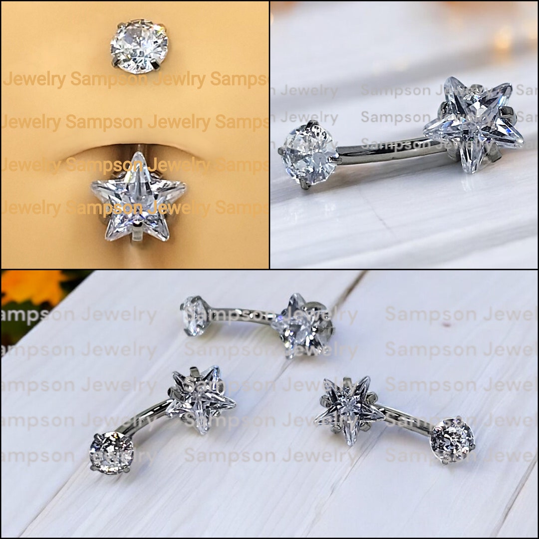 Titanium Star CZ Belly Button Body Piercing Button Belly Button ...