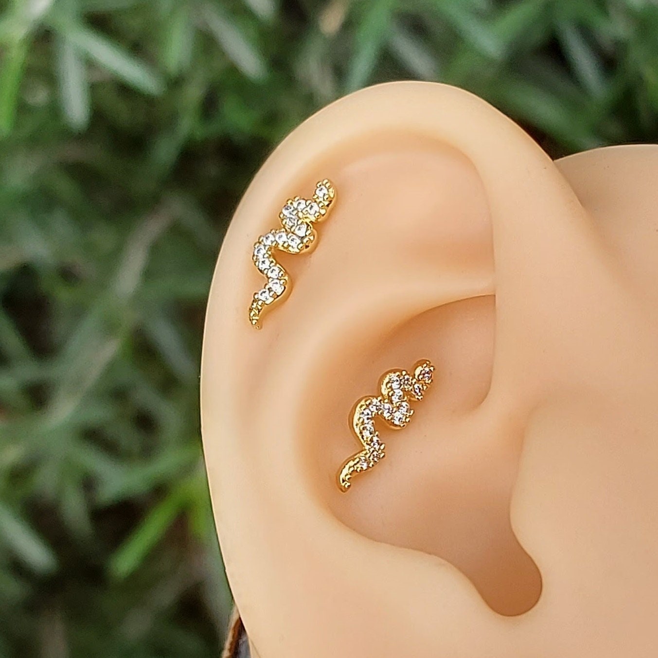 Tragus/helix/conch Snake Earring Cartilage Earring Flat Back | Etsy