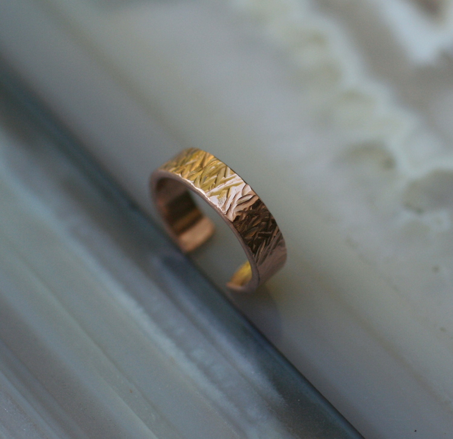 Ear Cuff - 14K Solid Yellow, Rose, White Gold - Textured 3.5mm Wide Ear ...