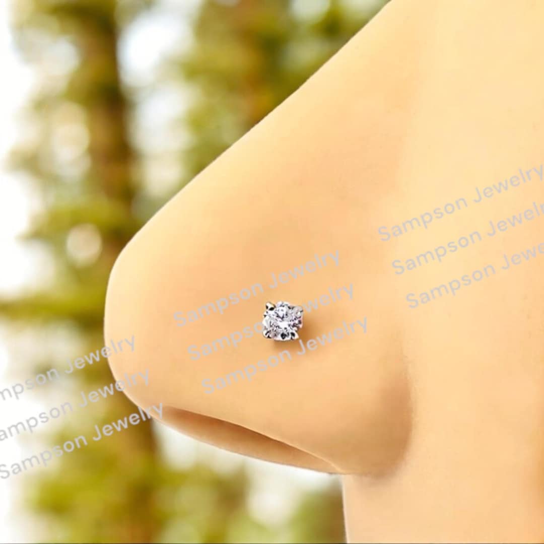 IMPLANT GRADE TITANIUM Nose Ring Cubic Zirconia Cz Titanium Nose Stud Titanium Nose Jewelry Titanium Nose Piercing Diamond Look Nose Stud Etsy