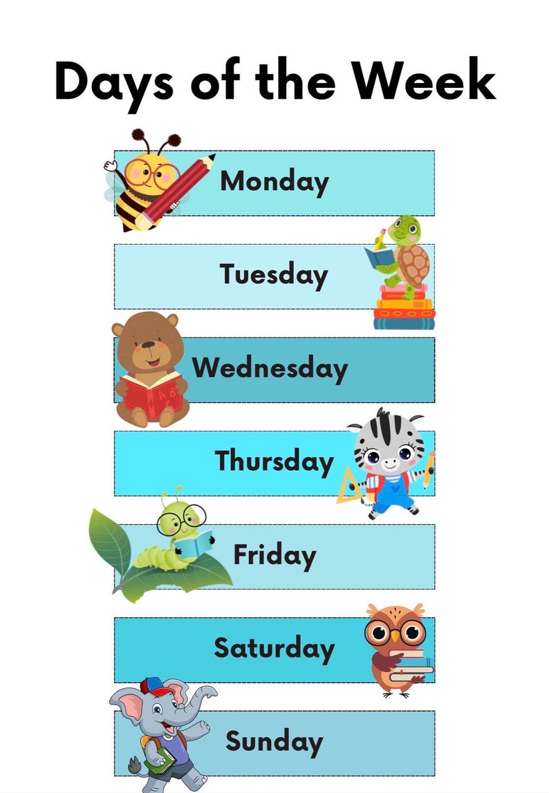 Days of the Week Poster in English – Colorful Classroom Wall Art ...
