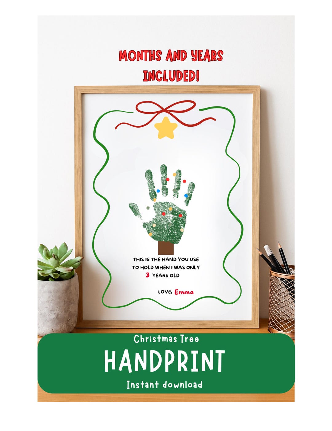 Christmas Tree Handprint Art, Printable | DIY Xmas Gift for Parents ...