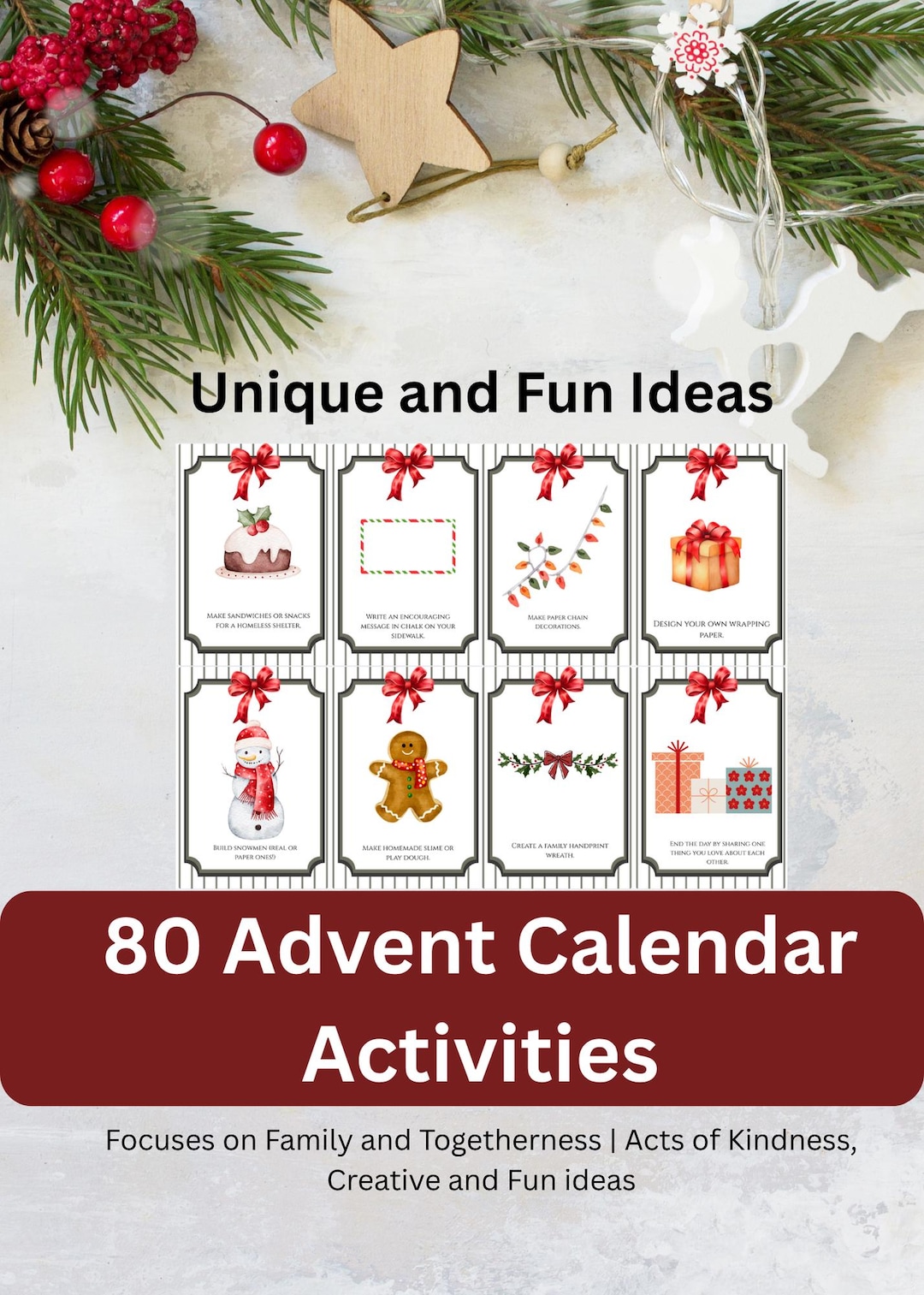 Printable Christmas Advent Activity Cards, Family Advent Calendar ...