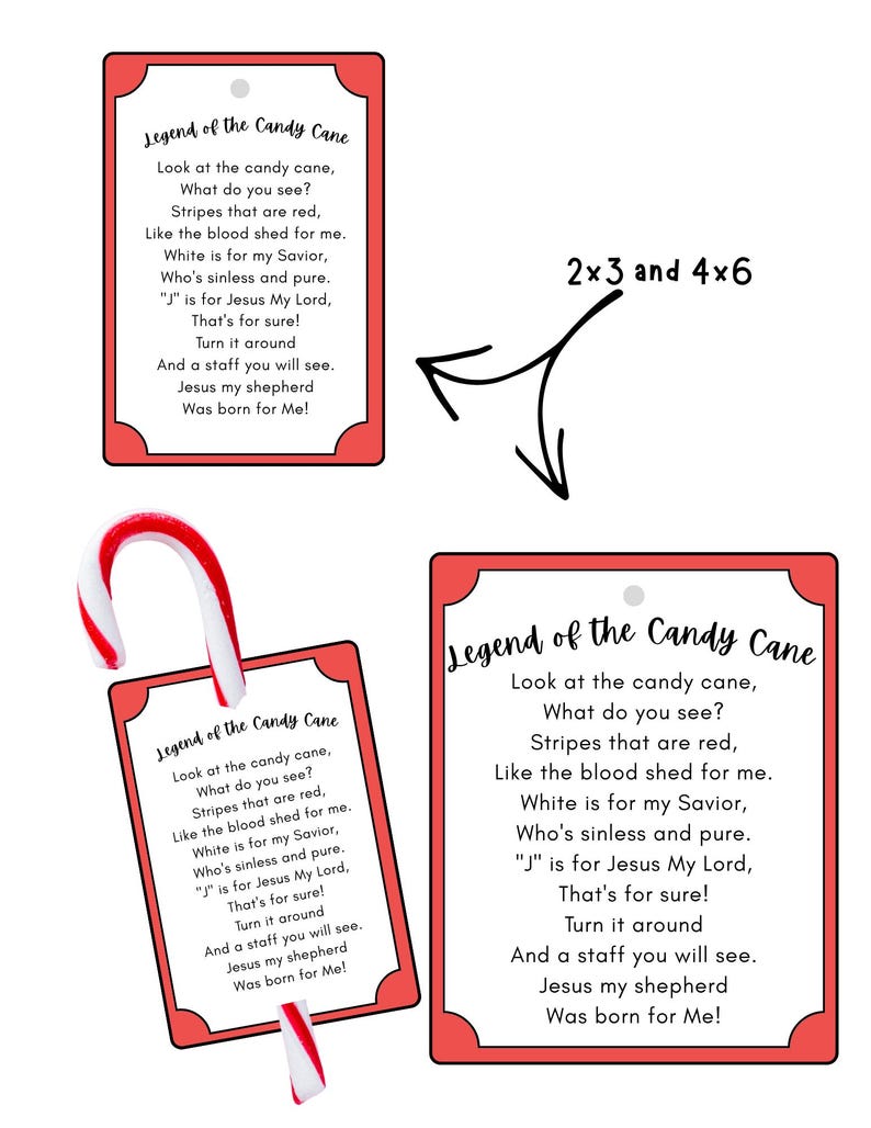 Candy Cane Poem Tags, Christmas Treat, Christian Handout (digital ...