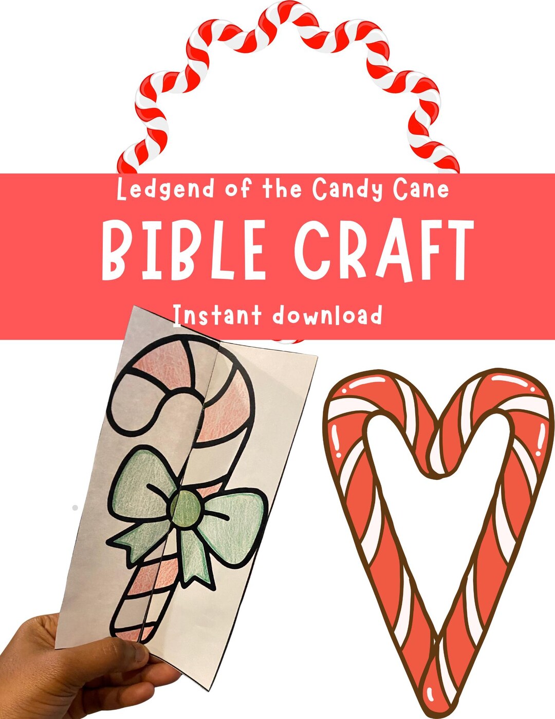 Candy Cane Poem Foldable Craft for Kids, Church Candy Cane Craft, Candy ...