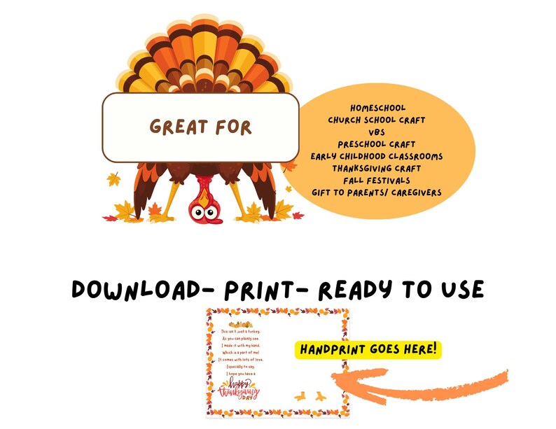 Turkey Handprint Poem | Thanksgiving Keepsake Craft (PDF Download) - Etsy