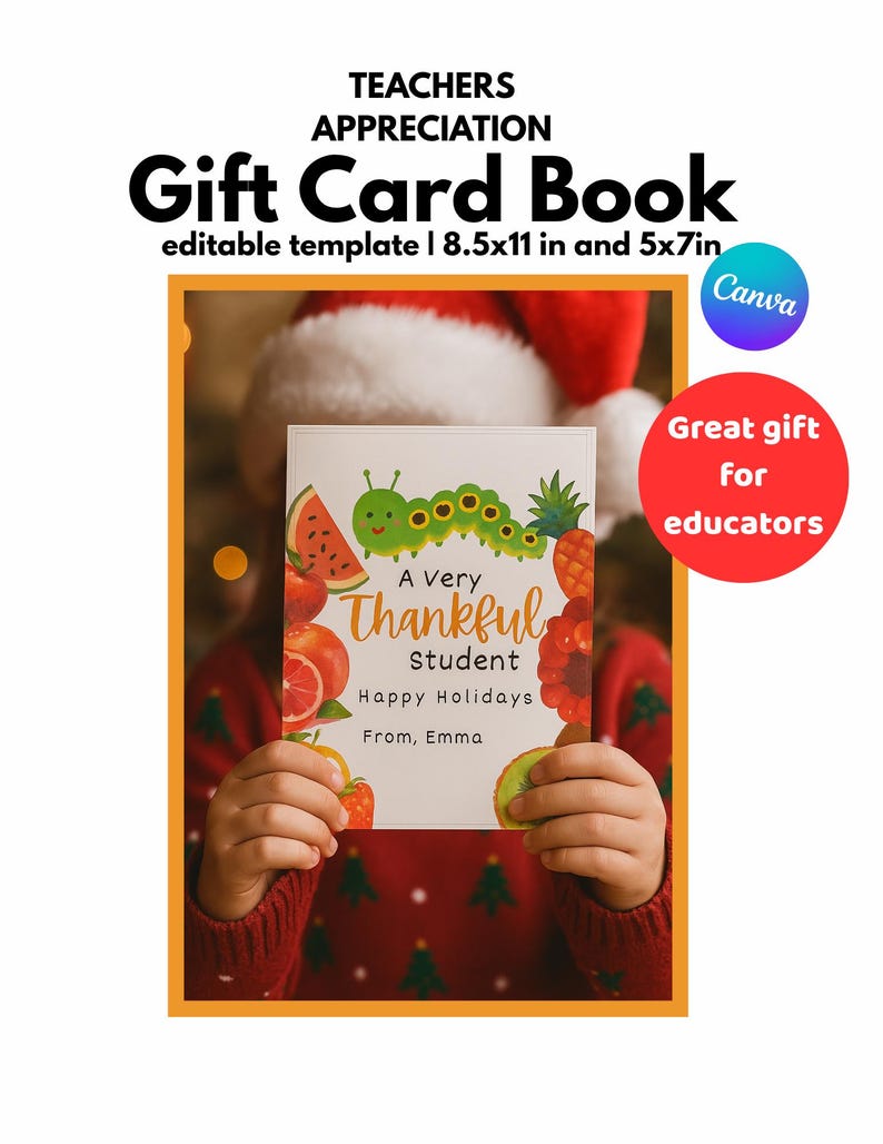 Teacher Appreciation Gift Card Book | "a Very Thankful Student" Story ...