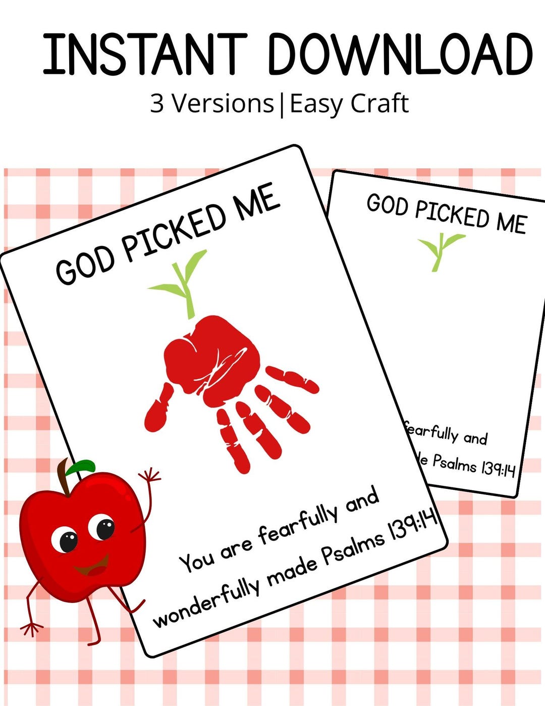 God Picked Me Apple Handprint Craft: Christian Fall Activity (PDF ...
