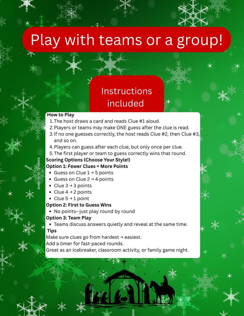 Bible Christmas Game | Nativity 'who Am I' Story (PDF) - Etsy