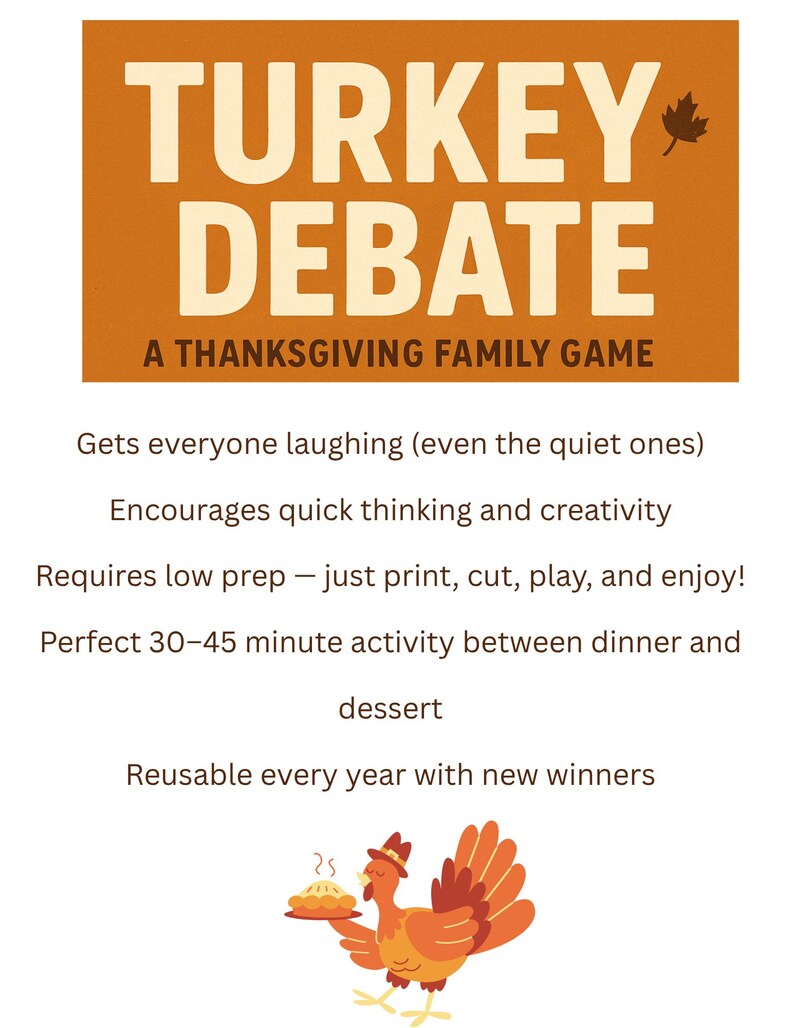 Printable Thanksgiving Game,family Thanksgiving Game, Dinner Table Game ...