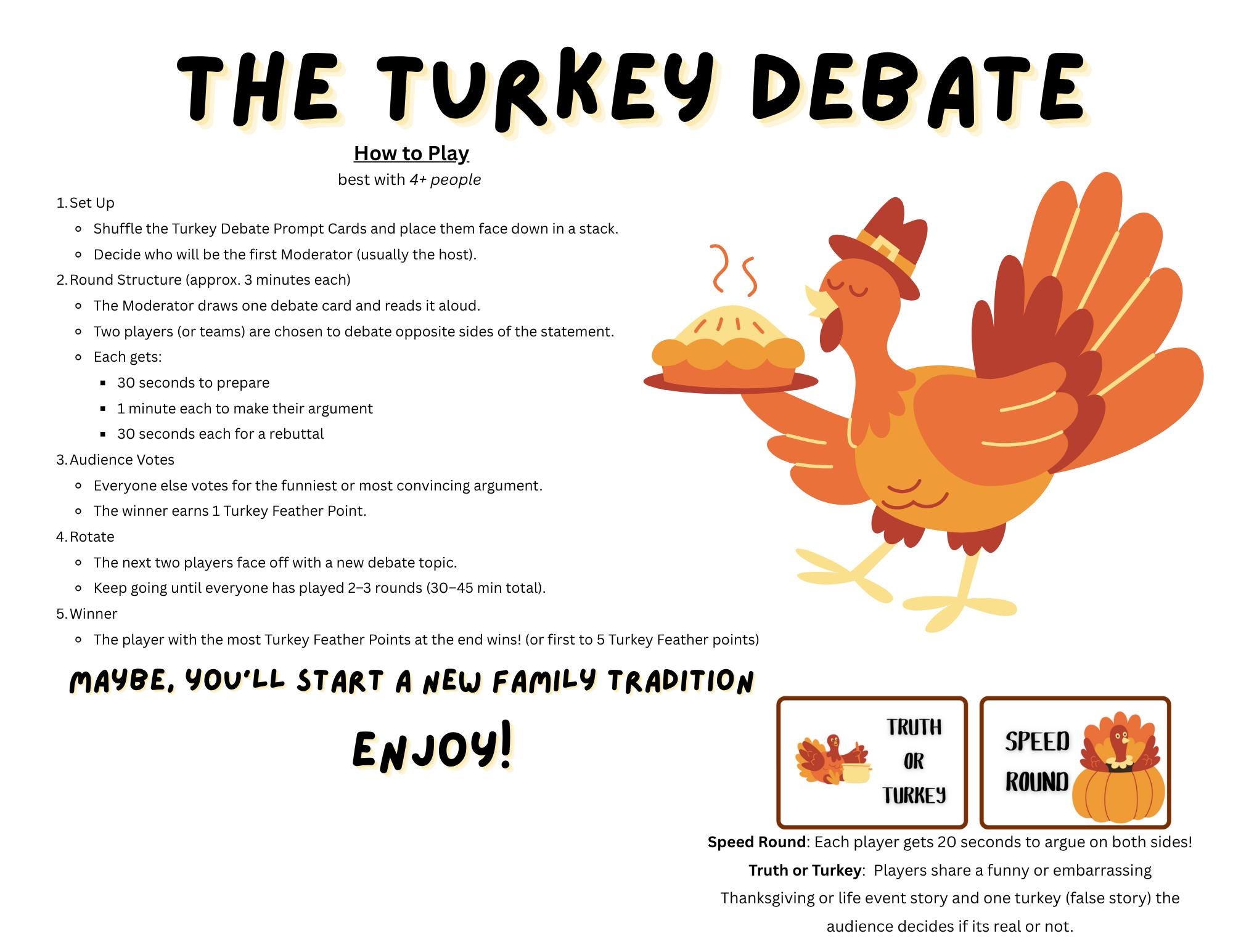 Printable Thanksgiving Game,family Thanksgiving Game, Dinner Table Game ...