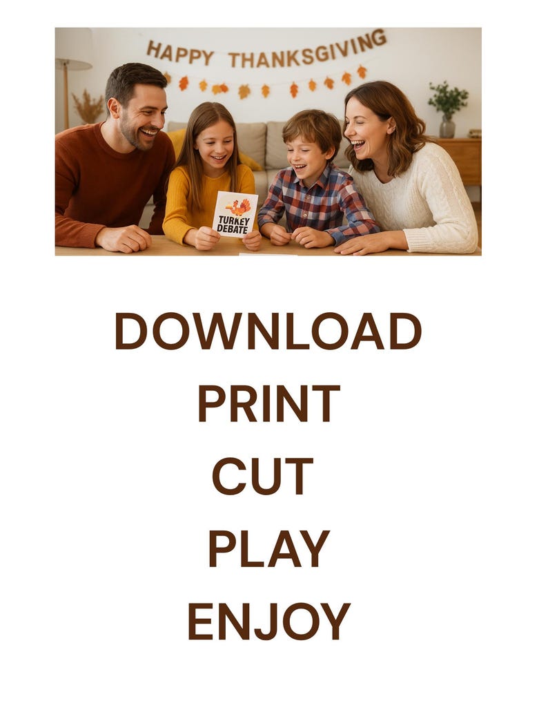 Printable Turkey Debate Game, Thanksgiving Family Activity (digital ...